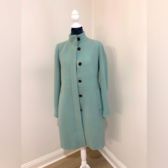 J. Crew | Jackets & Coats | J Crew Light Blueteal Day Topcoat In Italian Doublecloth Wool Blend ...